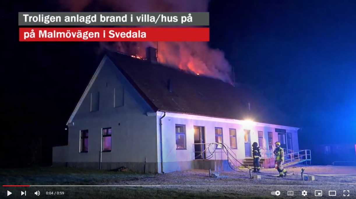 Video: Troligen anlagd brand i villa/hus på Malmövägen i Svedala ...